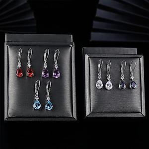 925 Sterling Silver Natural Amethyst Teardrop Leverback Earrings|7 * 9mm Pear Shaped Drop Dangly Earring Hypoallergenic Jewelry for Women