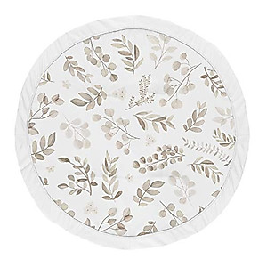 Sweet Jojo Designs Leaf Boy or Girl Baby Playmat Tummy Time Infant Play Mat - Gender Neutral Floral Ivory Beige Taupe and White Gender Neutral Boho Watercolor Botanical Flower Woodland Tropical Garden