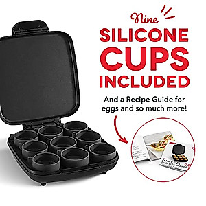 DASH Sous Vide Style Family Size Egg Bite Maker for Breakfast Bites, Sandwiches, Healthy Snacks or Desserts, Keto & Paleo Friendly (9 Servings), Black