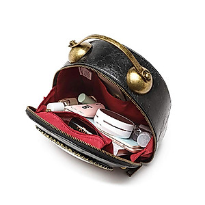 SteamPunk Handbags Women Real Working Clock Antique Shoulder Bag Pu Leather Retro Vintage Evening Cross Body Messenger Bag(Black)