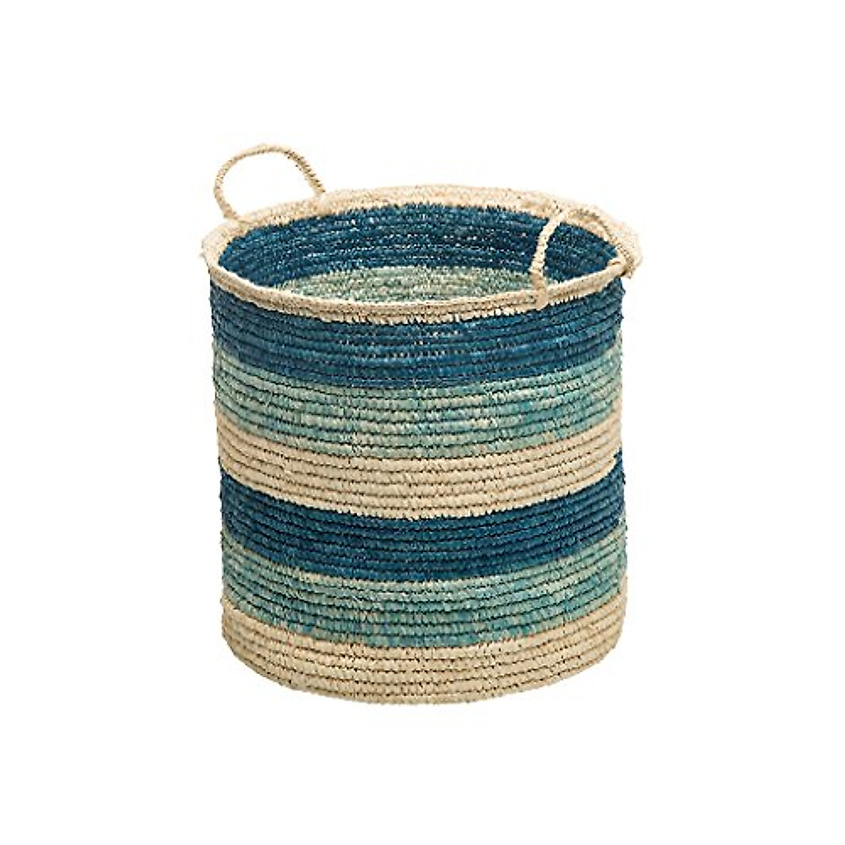 KOUBOO 1060111 Round Sisal Storge Basket with Handles, Teal & Navy Blue