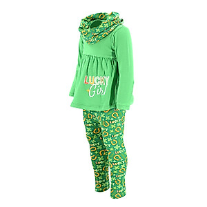 Unique Baby Girls 3 Piece St Patricks Day Lucky Girl Outfit (5Y, Green)
