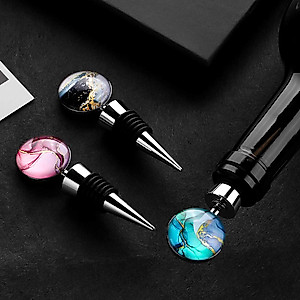 Soleebee 3 Pack Decorative Wine Stoppers, Wine Bottle Stopper with Beautiful Art Glass，Beverage Bottle Stoppers For Gifts, Bar, Holiday Party, Wedding (Style J)