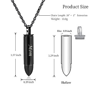 shajwo Cremation Jewelry Bullet Urn Ashes Necklace for Women Men Cylinder Keepsake Memorial Locket Pendant Ash Holder,Mom