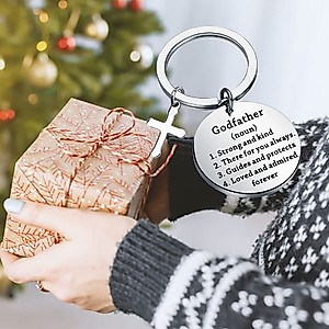 TIIMG Godfather Keychain Godfather Baptism Gifts Father’s Day Gift for Godfather Christening Gifts (Godfather noun)