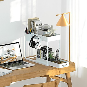 HI NINGER 2 Pack Adjustable Height Under Sink Organizers and Storage, 2Tier Bathroom Organizer Under Sink,Multifunction Kitchen Under Sink Organizer with 8 Hooks and 2 Hanging Cups and16Non-slip mat