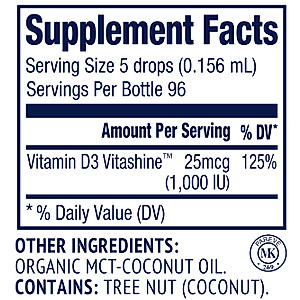 Vimergy USDA Organic Vegan Vitamin D3 Extract, 96 Servings – Supports Strong Bones & Healthy Immune System – Alcohol Free Liquid Vitamin D3 Drops - Gluten-Free, Non-GMO, Kosher, Vegan & Paleo (15 ml)
