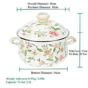 Colorful Enamel Stock Pot with Lid Double Ear for Cooking, 20x20cm, BMR0609A2S15L5