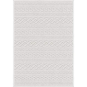 Orian Rugs Boucle Collection 403848 Indoor/Outdoor High-Low Jenna Area Rug 5'2" x 7'6", Natural Ivory, 5 ft 2 in x 7 ft 6