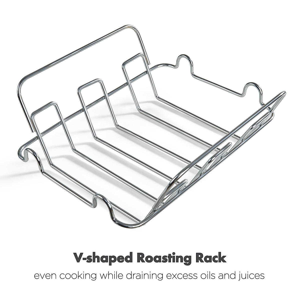 Absorated Roasting Pan with Rack - 17x13.6 Inch Large Turkey Roaster Pan - Double Ply Non-Stick Coated Turkey Pan for Oven - Hold Up to 24 Lbs Chicken, Gray