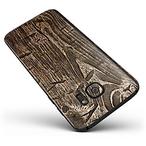 Design Skinz Design Skinz Rough Textured Dark Wooden Planks Full-Body Wrap Decal Skin-Kit for The Galaxy S9 Plus