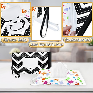 Baby Wipes Dispenser, Wipe Holder with 2 Pcs Portable Travel Wipes Container, Refillable Diaper Wipes Pouch with Lids and Sealing Design, Flushable Bathroom Storage Case Box