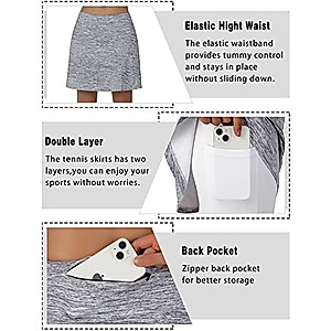 beroy Pickleball Clothes for Women with Two Pockets - Womens Skorts for Summer with Pockets Tummy Control(L Grey)