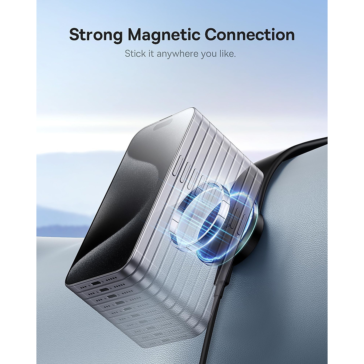 Baseus for Magsafe Car Mount Charger, 15W Wireless Car Charger Phone Holder, Magnetic Car Dash Mount for iPhone 15 14 13 12 Pro Plus Max, Bendable Memory Titanium Alloy for All Dashboard, Windshield