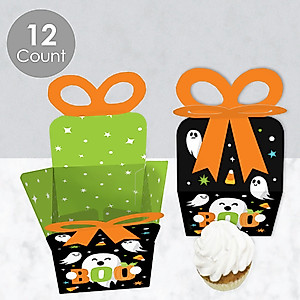 Big Dot of Happiness You've Been Booed - Square Favor Gift Boxes - Ghost Halloween Party Bow Boxes - Set of 12