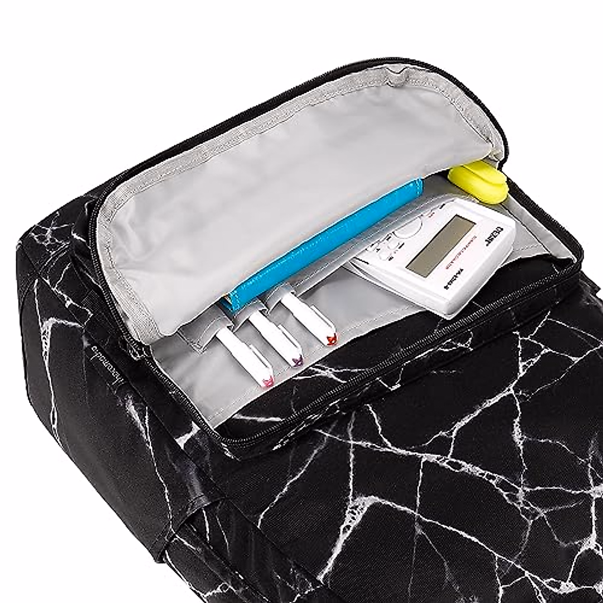 Choco Mocha Black Marble Backpack for Girls Travel School Backpack 17 Inch