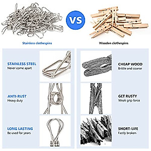 FYY Clothes Pins Chip Clips Wire Clothespins (30 Pack) Bulk Heavy Duty Stainless Steel Clothespins, Durable Multipurpose Metal Chip Clips for Outdoor Clothesline Laundry Home Kitchen Travel Office