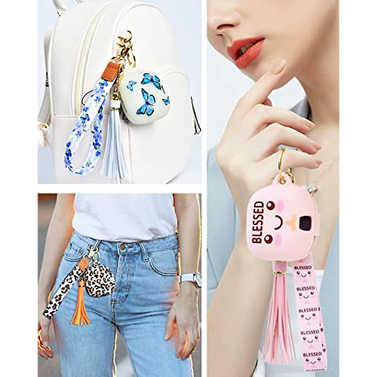 Beats Fit Pro Case Cover with Wristlet Keychain, Cute Luminous YOPICKERN Silicone Earbuds Case with Wrist Key Lanyard for Beats Fit Pro 2021/2022, Gift for Women, Leopard