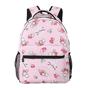 ORPJXIO Backpack Kuromi Anime My Melody Double Shoulder Bag for Unisex Laptop Bagpack Large Capacity Travel Backpack for Hiking Work Camping