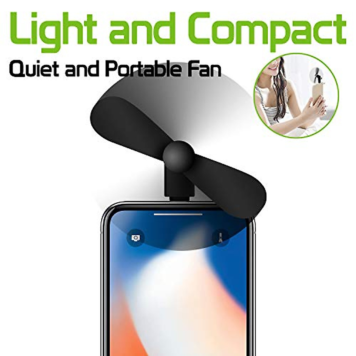Cellet Mini Cooling Fan Powered by Apple Phone Lighting Charging Port Compatible to iPhones 14 Pro Max Plus 13 12 11 XS XR X 8 7 6 5 iPod mini SE