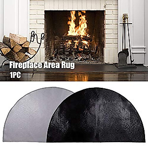 iayokocc Fireplace Mat Fire Retardant Area Rug, Half Round Hearth Fireplace Nonslip Area Mat Protective Floor for Outdoor(Grey,Size:24x42inch)