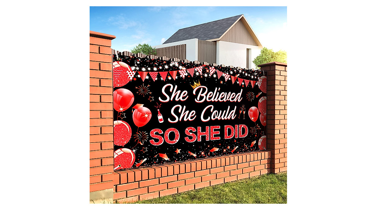 2024 Graduation Banner - She Believed She Could Decor