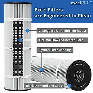 Excel Filters XLS-705 4 Pack Replacement Pool Filter Cartridges for Jandy CL460, CV460 - Also Replaces Pleatco PJAN115, Unicel C-7468, Filbur FC-0810