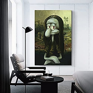 SHIJIEDAYA Squidward Famous Painting Lisa Funny Spoof Poster Posters for room aesthetic 90s Decorative Painting Canvas Wall Art Living Room Posters Bedroom Painting Unframed 08x12inch(20x30cm)