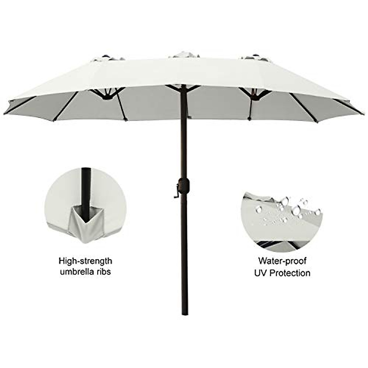 ABCCANOPY 15FT Double-Sided Aluminum Table Patio Umbrella Garden Large Umbrella,Swimming Pool 12+Colors,Light Beige
