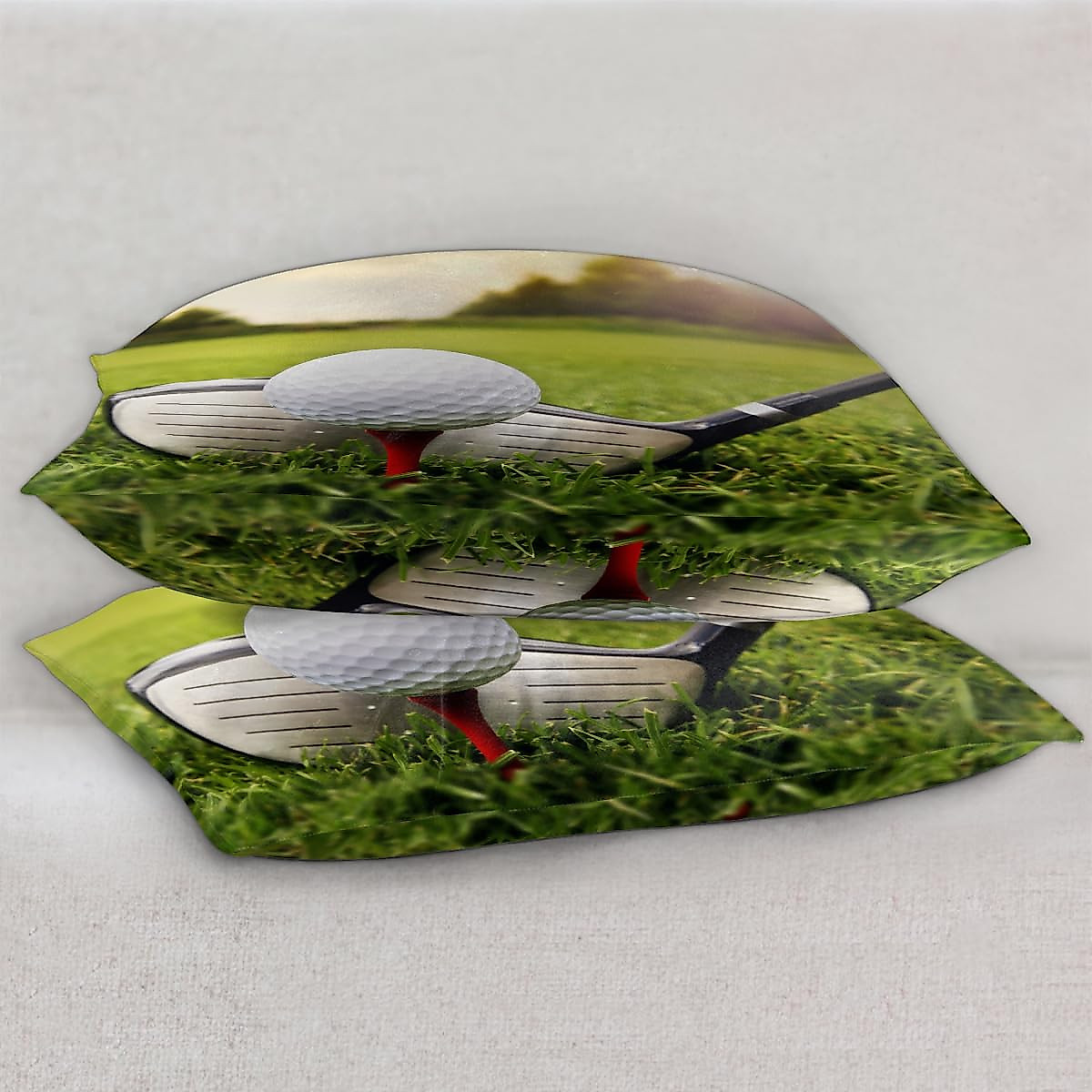 Sport Golf Club Grass Satin Pillow Cases Silk Satin Pillowcase for Hair and Skin Standard Set of 2 Super Soft Silk Pillowcase with Envelope Closure (20x26 in)