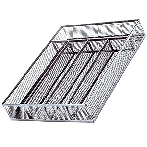 titivate Kitchen Cutlery Tray, Silverware Tray for Drawer with 5 Compartments Storage, Utensil Drawer Organizer Mesh Flatware Silverware Holder for Forks/Knives/Spoons (Silver)