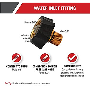 Simpson Cleaning 7112362 Water Inlet Fitting for 520002, Replacement for multipls Pressure Washer Pumps, Gold