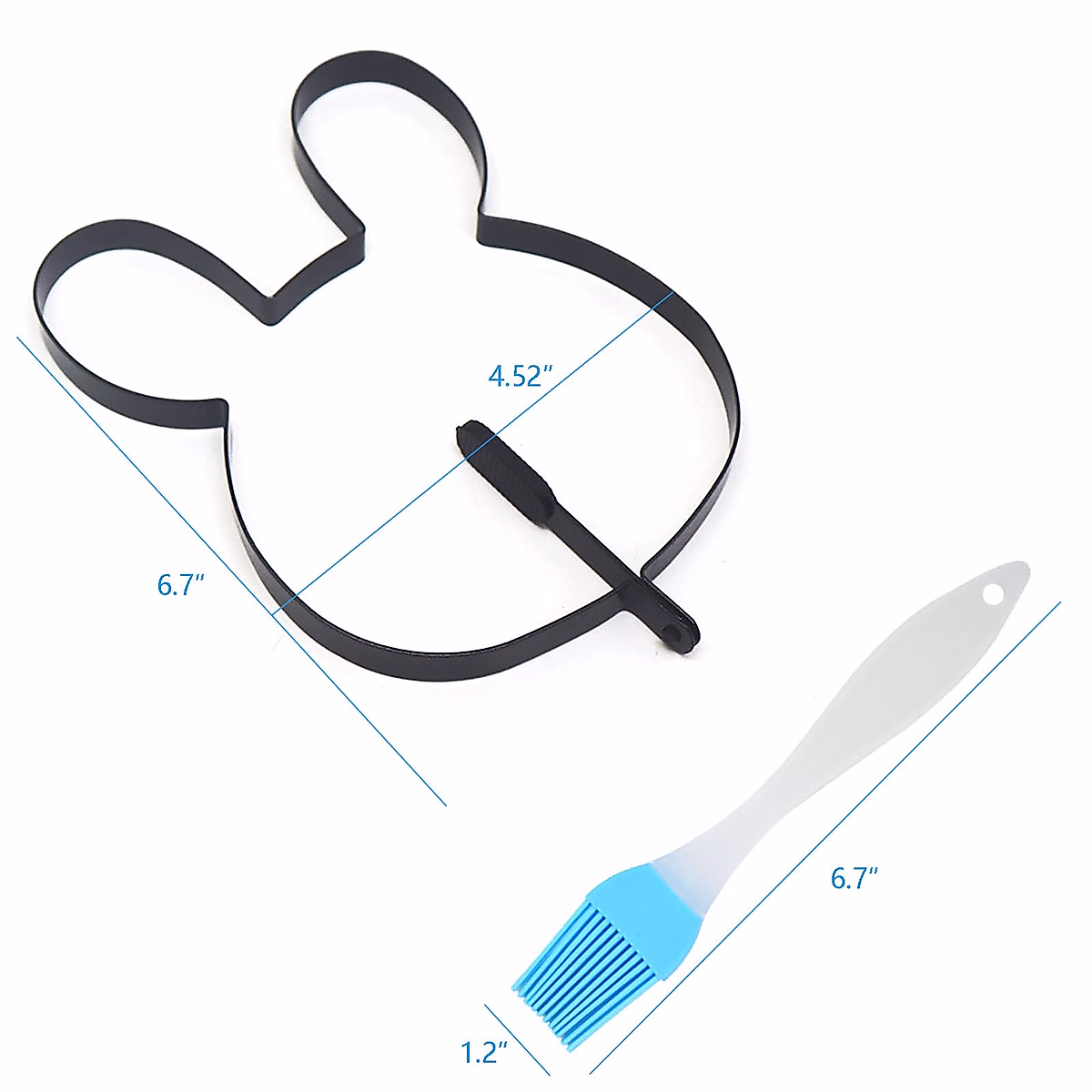 2 Pack Funny Egg Pancake Mold, Rabbit Shaped Egg Rings for Griddle Frying Egg, Fried Egg Rings Molds Egg Pancake Shaper with Oil Brush Stainless Steel Egg Pancake Shapes for English Muffins Easter