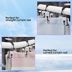 Shigat Shower Curtain Hooks for Curtain Rod, Shower Curtain Rings, Rust-Proof Metal Double Glide Shower Curtain Hooks for Bathroom Shower Curtain Rods, Set of 12 Shower Curtain Hooks (Black)