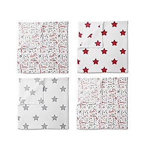 Bacati - 4 Pack Sports Baby Swaddle Blankets Boys Swaddle Wrap Soft Breathable Cotton Muslin Swaddle Blankets Receiving Blanket for Boys, Large 45 x 45 inches (Baseball Red/Grey)