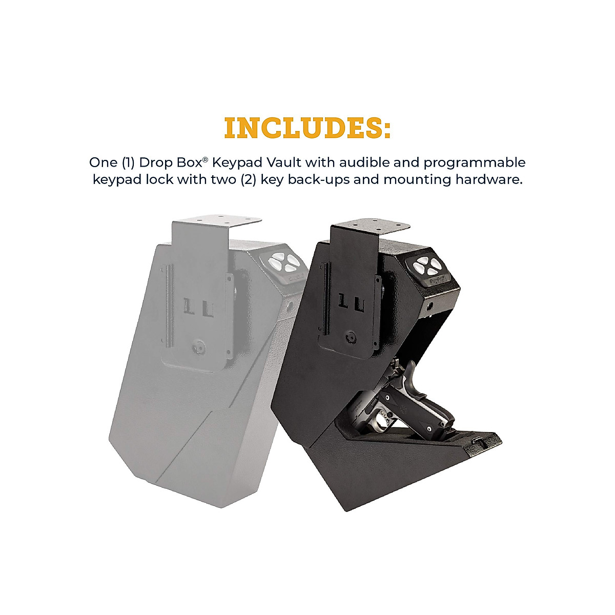 SnapSafe Drop Box Keypad Vault – Keypad Handgun Safe for Handguns – 4-6 Keypad Entry with Backup Keys – Black, Measures 13.5 (H) x 7.5 (W) x 3.6 (D) Inches - Item 75431