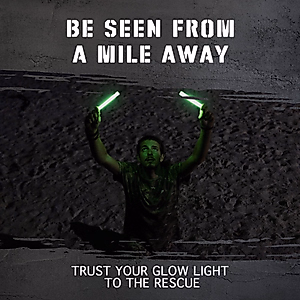 12 Ultra Bright Emergency Glow Sticks - Individually Wrapped Long Lasting Industrial Grade Glowsticks for Survival Gear, Camping Lights, Power Outages and Military Use (Green)