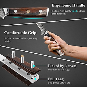 RedCall Boning & Fillet Knife,Ultra Sharp Japanese Boning Knife,Damascus Steel Butchers Knife,Full Tang & Ergonomic Handle Ideal Gift