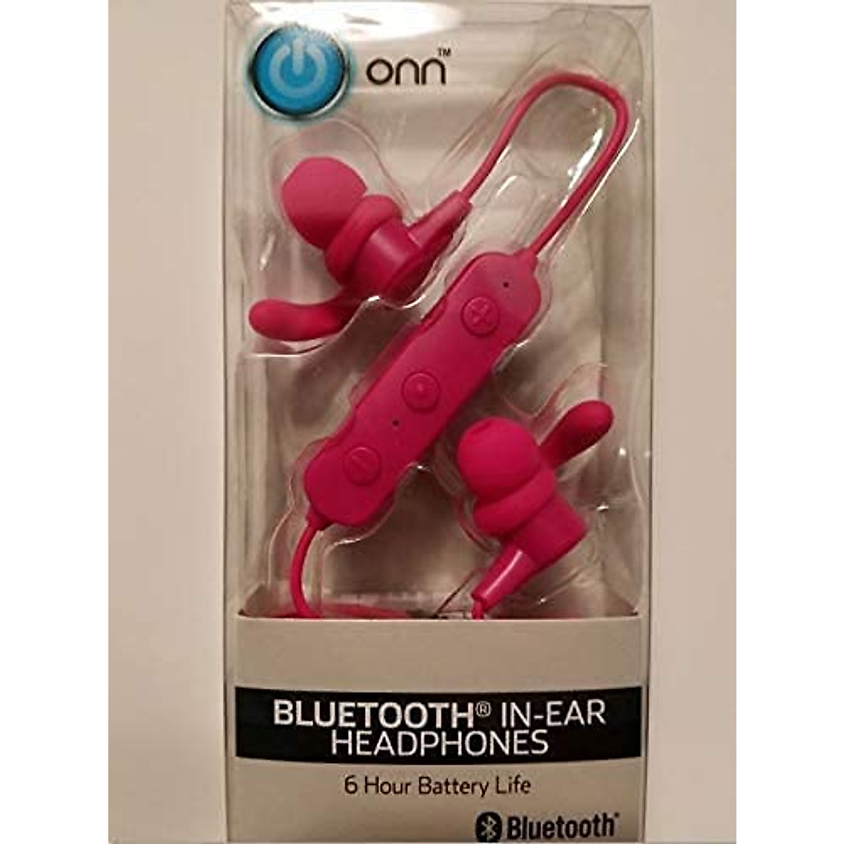ONN Bluetooth in-Ear Headphones with Built-in Microphone (Pink)