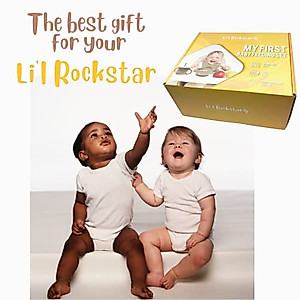 Li'l Rockstar Baby Led Weaning Supplies - Silicone Baby Feeding Set – Silicone Baby Bibs Suction Bowl Divided Plate Cup Self Feeding Spoons – Baby Toddler Dish Set (Dark Beige)