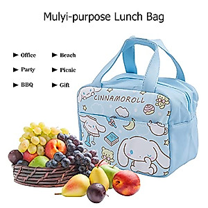 Anime Lunch Box Bag Cartoon Lunch Holder Layer Insulated Lunch Cooler Bag for Women Mens Boy Girl Work School Picnic (LB Cin)