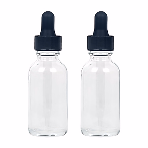 Magic Season Boston Round Glass Bottles (Transparent/ 1 fl oz. with Droppers/ 2 Pcs)