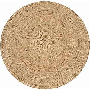 EXPORT PROFILE Handmade Reversible Round Area Rug, 2 Feet Natural Jute, Rustic Charm Home Decor for Kitchen Living Room