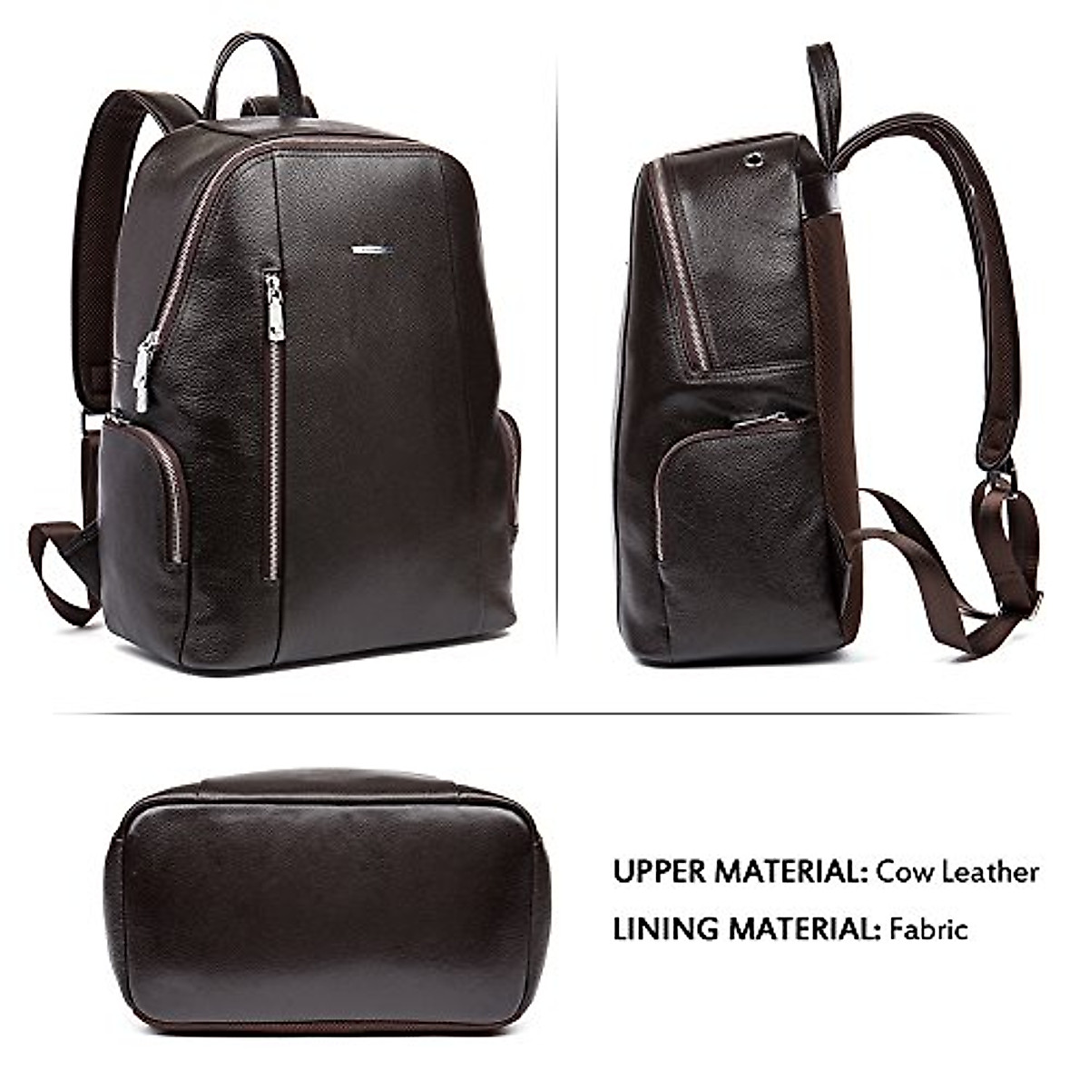 BOSTANTEN Leather Backpack College Laptop Travel Camping Shoulder Bag Gym Sports Bags for Men Coffee