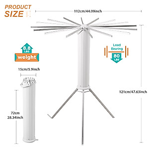 TBDXCJTQQ Tripod Clothes Drying Rack, Outdoor Clothes Drying Rack Saves Space and has Strong Load-Bearing Capacity-Drying Rack Clothing Travel Balcony Family Folding Drying Rack