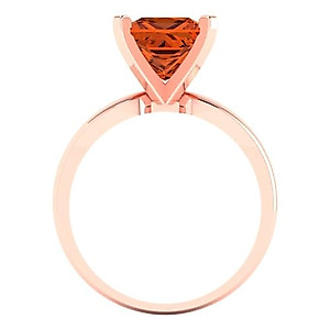 Clara Pucci 2.5 ct Princess Cut Solitaire Red Simulated Diamond Engagement Bridal Promise Anniversary Ring in 18K Rose Gold Size 3.5