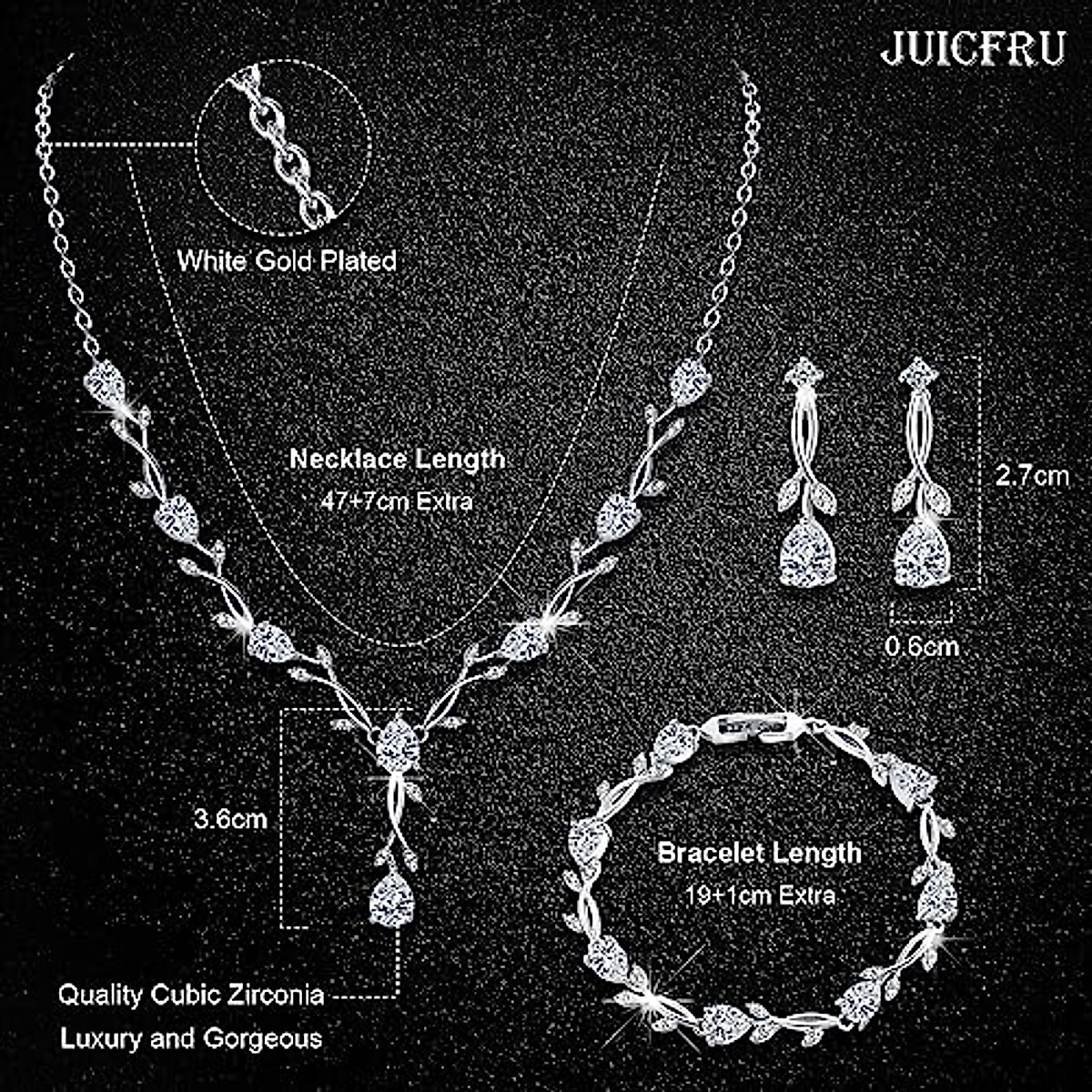 Wedding Jewelry Set for Bride Bridal Jewelry Set for Wedding Cubic Zirconia Necklace Earrings Bracelet Sets for Bride Silver Jewelry Set for Women Bridesmaid Jewelry Set for Wedding Costume Jewelry