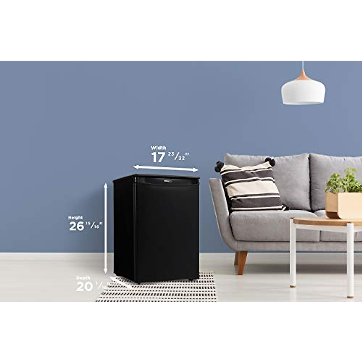 Danby DAR026A1BDD-6 2.6 Cu.Ft. Mini Fridge, Compact Refrigerator for Bedroom, Office, bar, countertop, E-Star Rated in Black