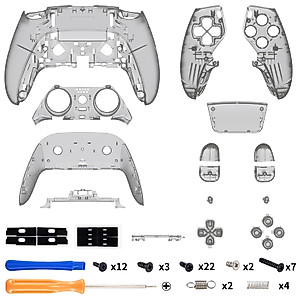 eXtremeRate Full Set Shell with Buttons Touchpad Compatible with ps5 Edge Controller, Clear Black Custom Replacement Decorative Trim Shell Front Back Plates Compatible with ps5 Edge Controller