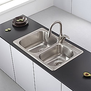 Kraus KTM32 Premier Kitchen Sink Double Bowl, 33.13, Satin